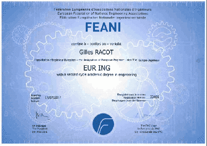 Certification d'ingénieur européen Génie industriel - FEANI
